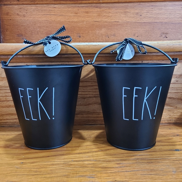 Rae Dunn | Accents | 6 Rae Dunn Eek Black Halloween Tin Pail Bucket ...